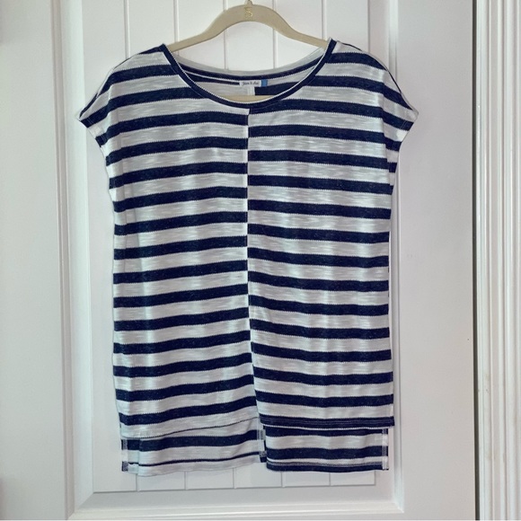 Yarn & Sea | Tops | Yarn Sea Womens Blue And White Striped High Low Top ...